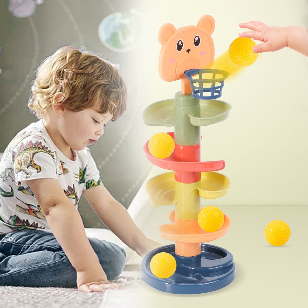 Toys & Games Marble Runs Spinning Swirl Ball Ramp Activity Toy for ...