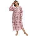 WBQ Womens Long Nightgown Floral Night Dress With Long Sleeve for Ladies Plus Size Sleep Shirts ...