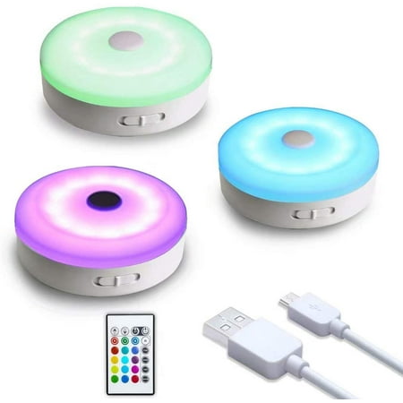 HISRFO wobsion Puck Lights with Remote, Color Changing Under Cabinet ...