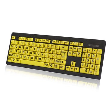Ezsee Low Vision Keyboard Large White Print Black Keys - Walmart.com