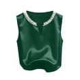 Babysbule Women's Sleeveless Satin Tank Top Pearl Decorated V Neck ...