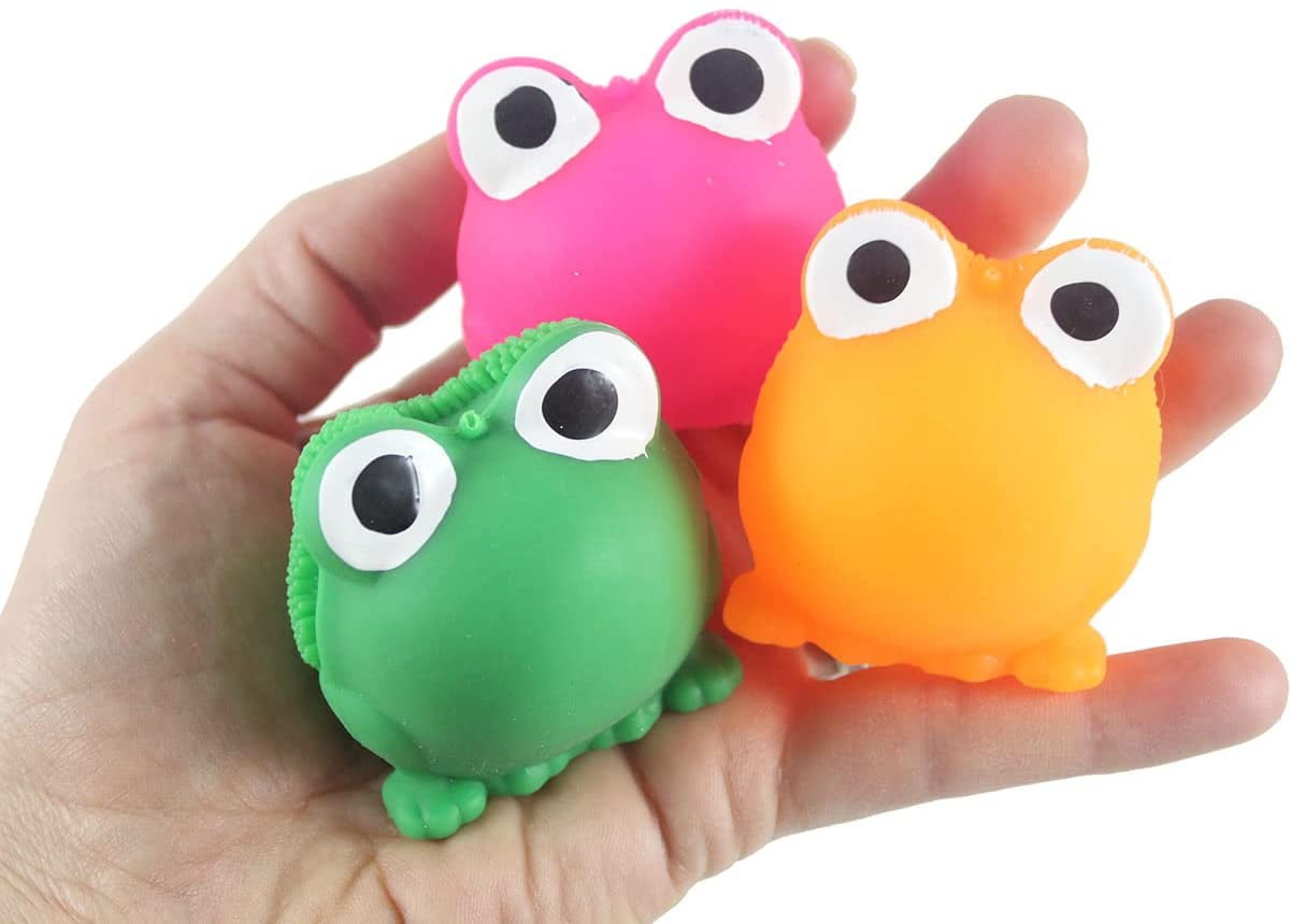 3 Mini Puffer Frogs - Small Novelty Toy - Party Favors - Air Filled ...