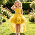 Owordtank Girls High Low Halter Tulle Dress, Elegant Layered 3D Mesh ...