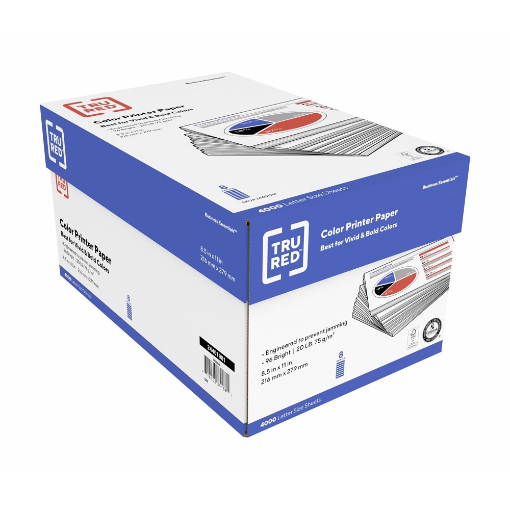 TRU RED 8.5x11 Color Printer Paper, 20 lbs., 96 Brightness TR56964 ...