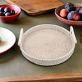 BESTYASH White Round Rattan Tray Handwoven Serving Platter with Handles ...