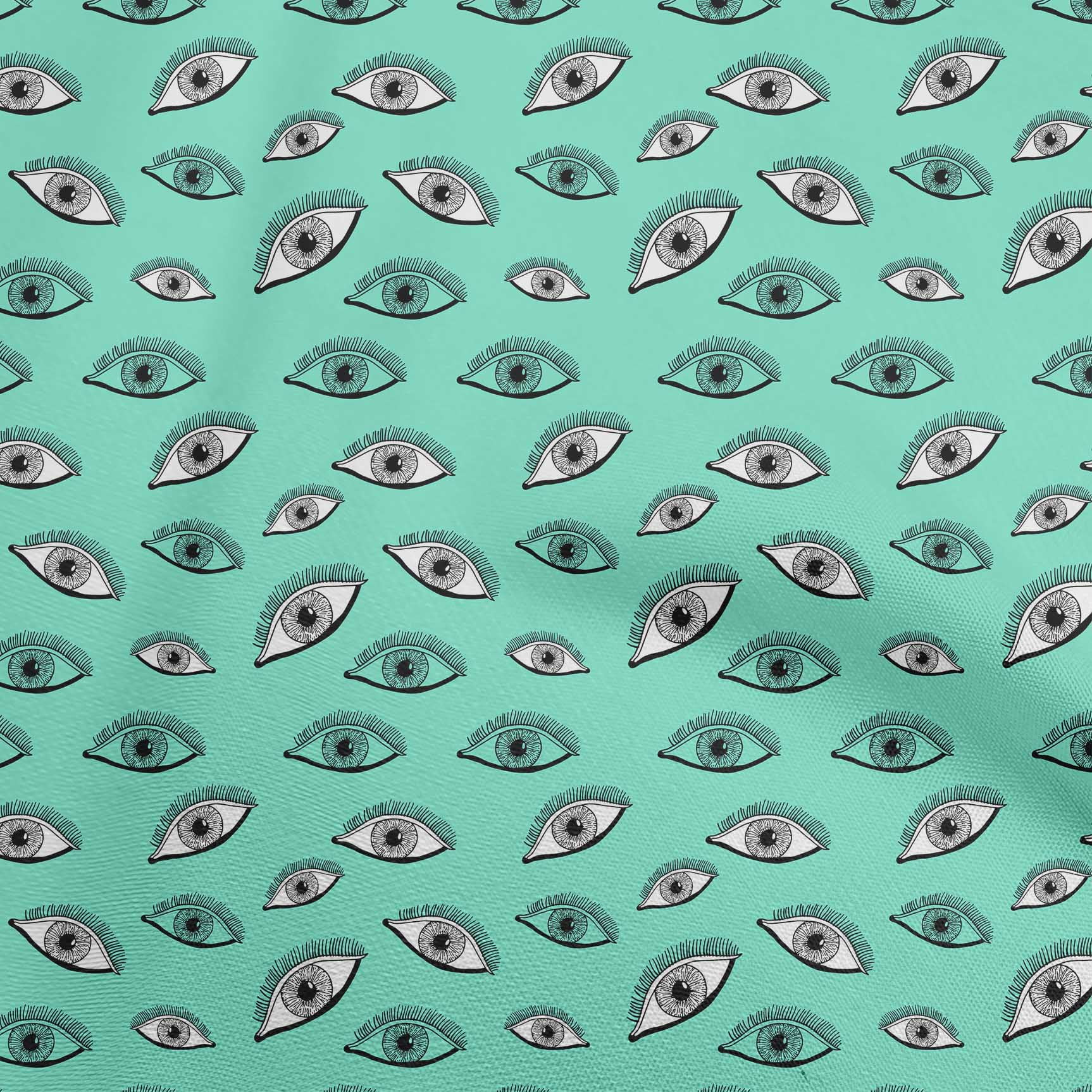 oneOone Silk Tabby Sea Green Fabric Eye Print Dress Material Fabric ...