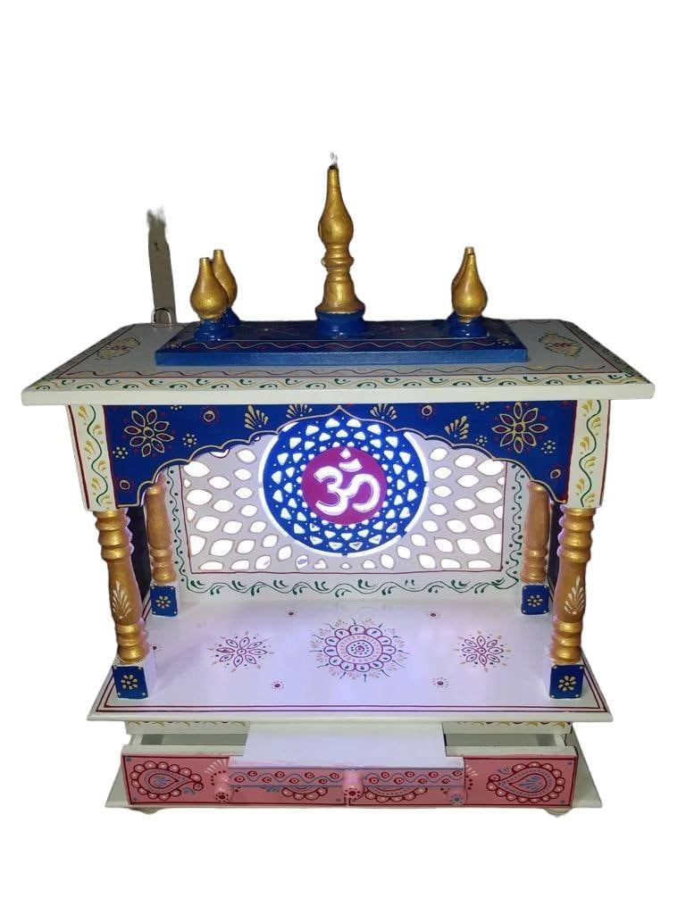 Puja Temple With LED Lights For Home And Office/ Wooden Pooja Temple ...