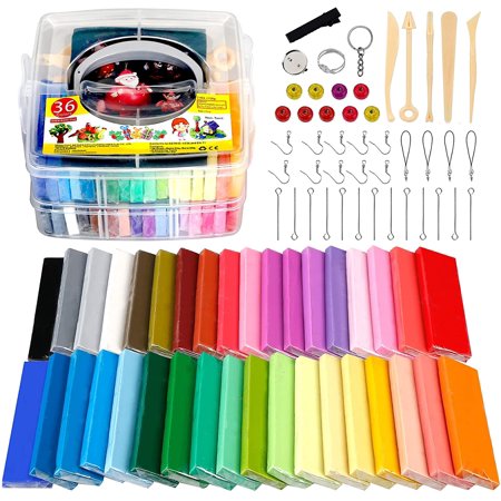Polymer Clay Starter Kit, 36 Colors Oven Bake Clay, Baking Modeling ...