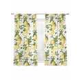 Abstract Summer Farm Lemons Sheer Curtains 2 Panels Set Floral Art on ...