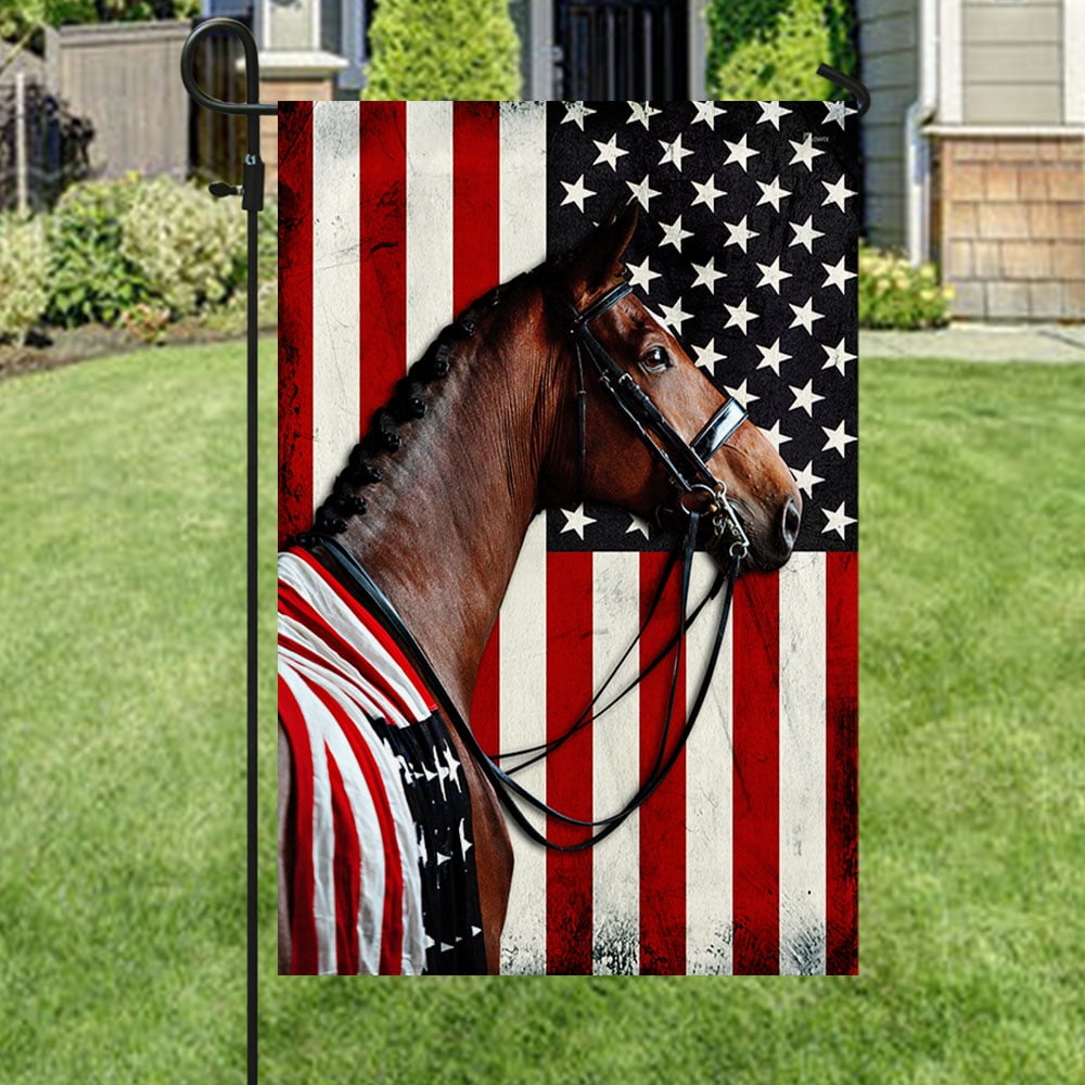 FLAGWIX US Flag - Horse American Flag LHA1999F - Garden Flag (11.5" x ...
