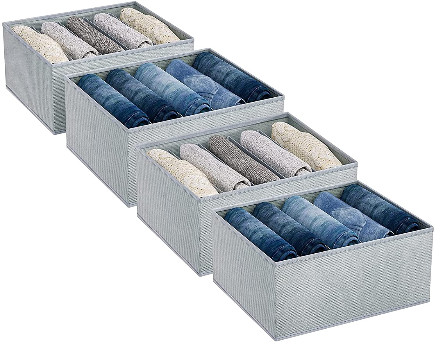 DIMJ Wardrobe Clothes Organizer, 4 Packs Drawer Organizers for Clothing ...