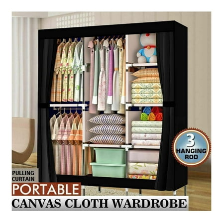 FCH Portable Fabric Wardrobe with Adjustable Shelf, 4 Layers, 8 ...