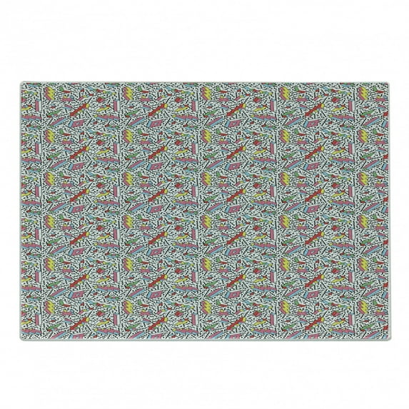 Funky Cutting Board, Memphis Pattern with Mosaic 3D Shapes Eighties and ...