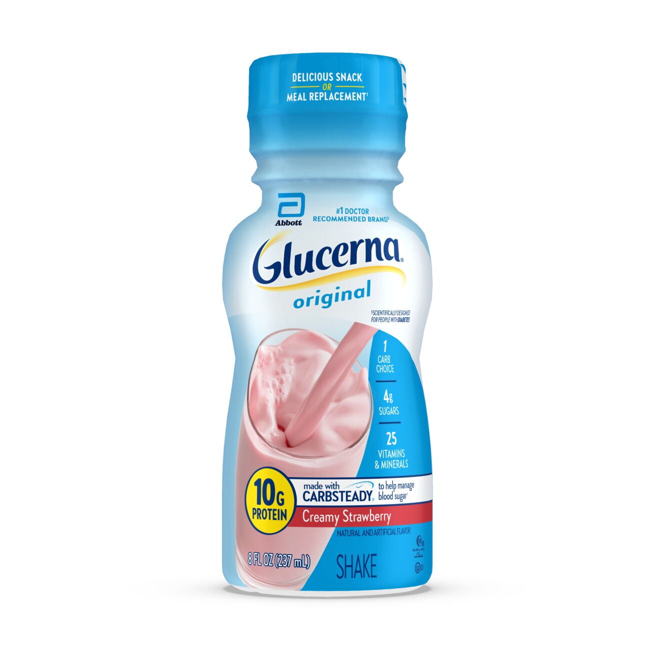 Glucerna Nutritional Shake, Creamy Strawberry, 8-fl-oz Bottle, 24 Count ...