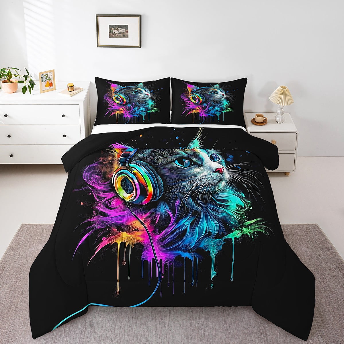 Click here for Erosebridal Hippie Cat Headset Bedding Full Comfor... prices