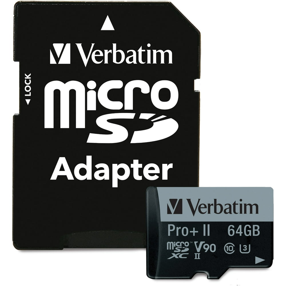 Verbatim 64GB Pro II Plus 1900X microSDXC Memory Card with Adapter, UHS ...