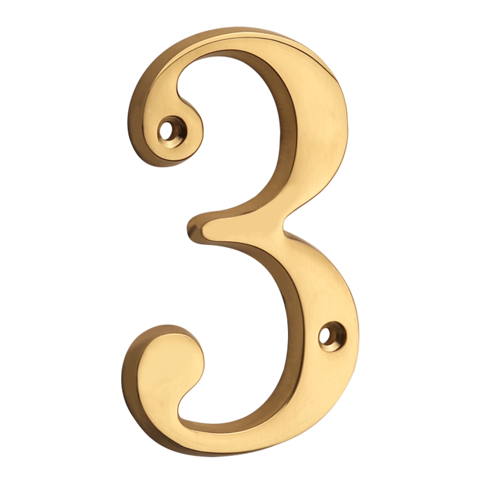 Hasware 4 Inch (10 Cm) Solid Brass House Number Apartment Door Numbers Mailbox Address Sign With 2 Screws  Brass (#3  Golden) 3