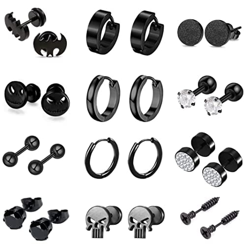 Click here for See Pic 12 Pairs Earrings For Men Punk Mens Earrin... prices