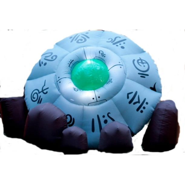Giant 10' Inflatable Green Alien Crashed UFO Site Halloween Decoration ...