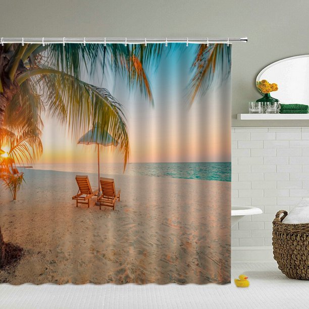 Sea Beach Scenery Shower Curtains Bathroom Shower Curtain 3d Fabric