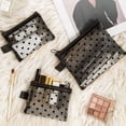 3Pcs 3 Styles Flocking Heart Nylon Cosmetic Zipper Bags Makeup Clutch ...