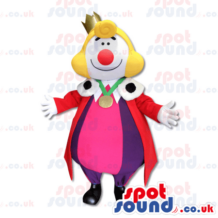 Super Colourful Clown SPOTSOUND Mascot With Red Big Nose - Mascots ...