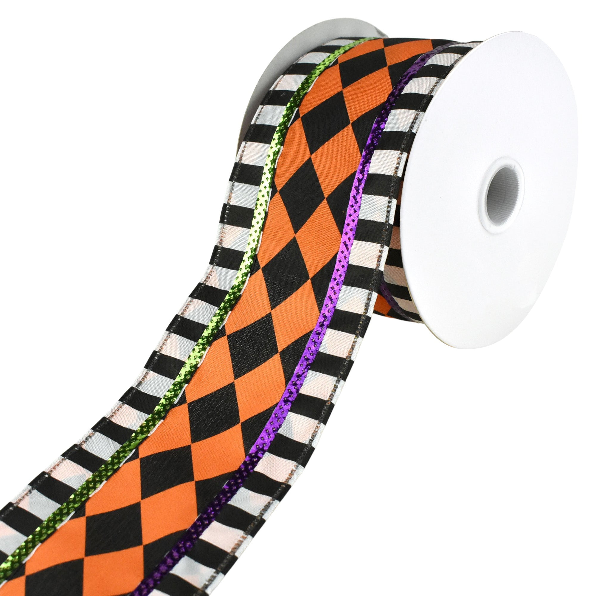 Harlequinn Center Dash Edge Wired Ribbon, 2-1/2-Inch, 10-Yard - Orange ...