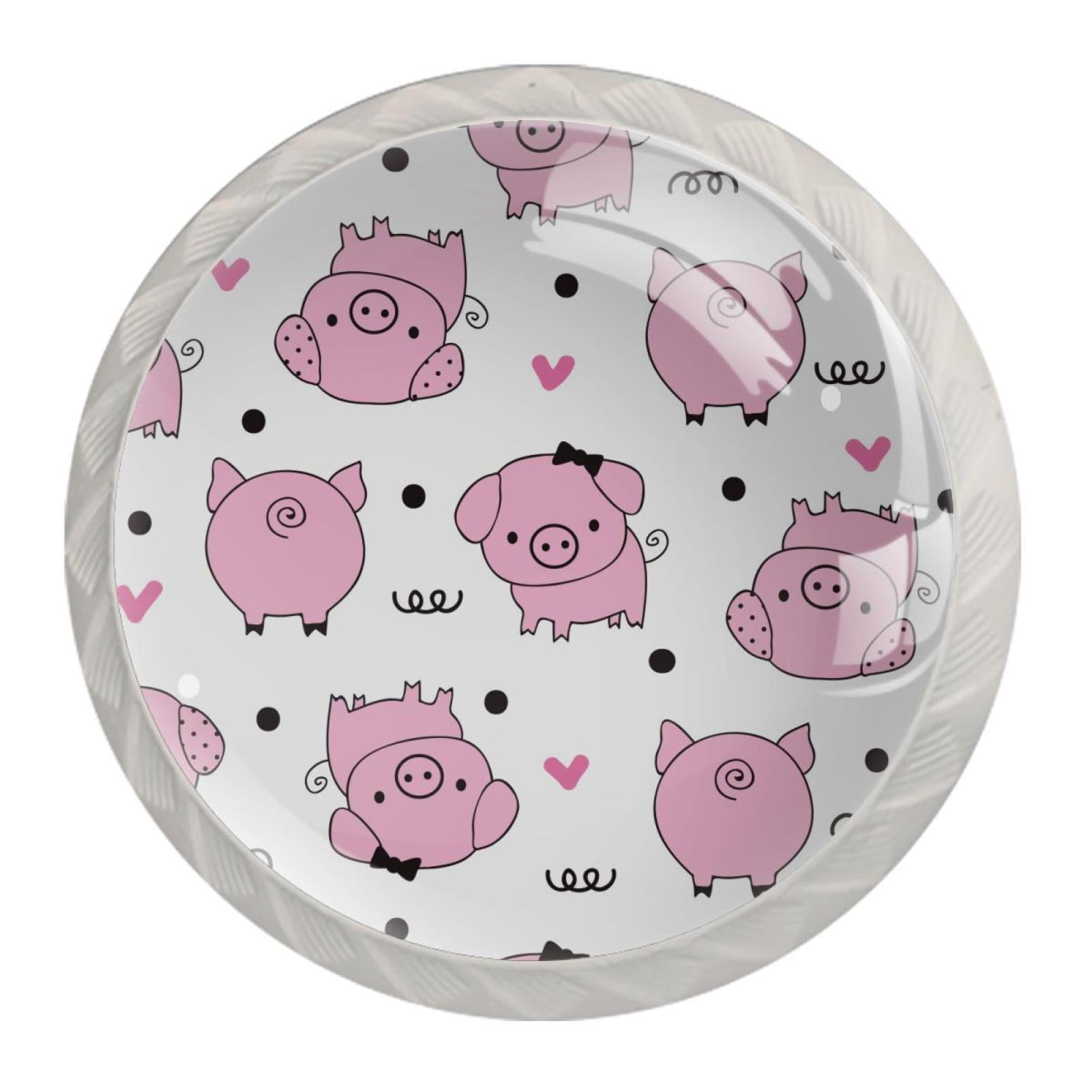 4 Pcs Pink Pigs Love Heart Knobs for Kitchen Cabinet Cupboard Dresser ...