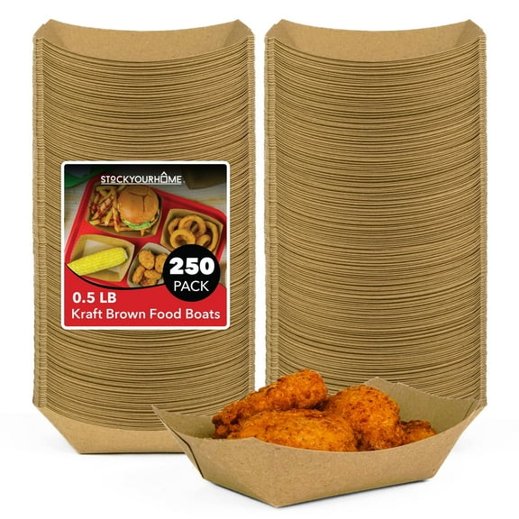 [1000 Pack] Mini Disposable Brown Paper Food Trays, 0.25-Lb Concession ...