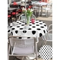 Black White Polka Dots Round Outdoor Tablecloth with Umbrella Hole Cute ...