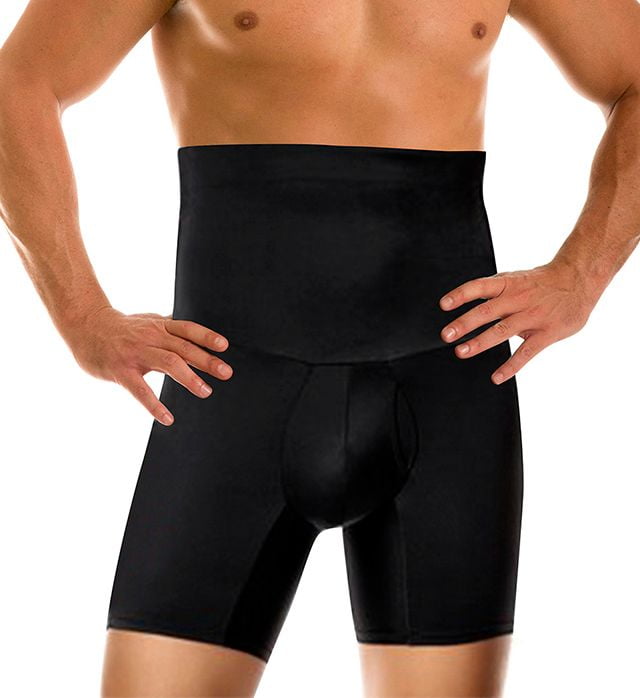 Men's Insta Slim 1310MM Hi-Waist Ab Slimming Boxer Brief (Black M ...
