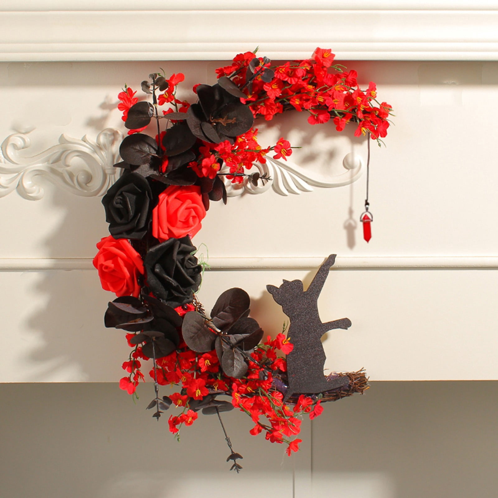 BTJX Cat Wreath Crescents With Purple Flowers And Stars Charming ...