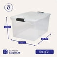HOMZ 64-Quart Clear Plastic Stackable Storage Bin with Lid, 2 Pack ...
