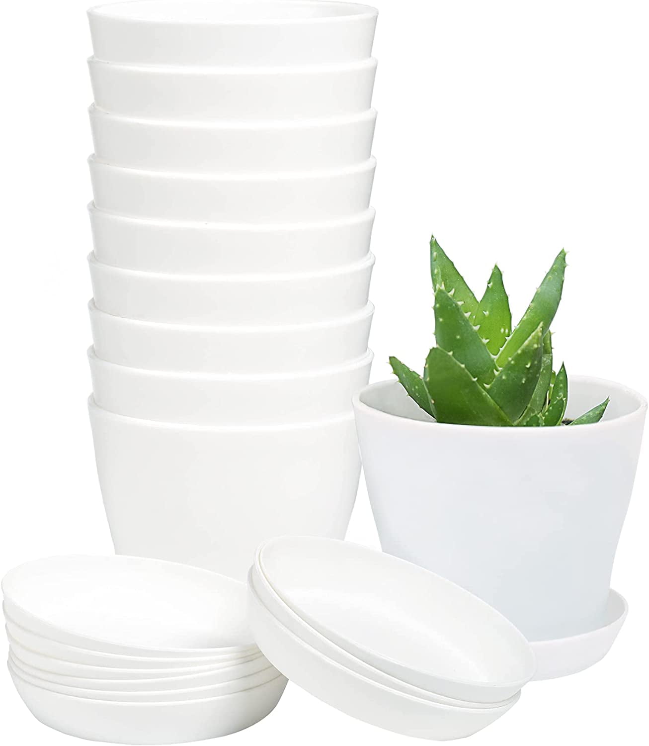 Tutuviw 4.8 inch Plant Pots, 8 Pack Plastic Planters with Drainage ...