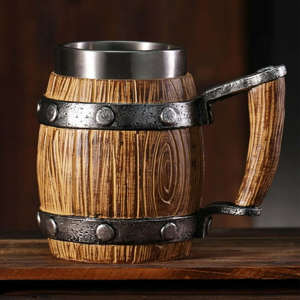 WJSXC Stainless Style Beer Mug for Husband Gift, Resin Beer Tankard ...