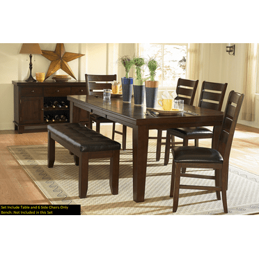 Contemporary Design 7pc Dining Set Table w Extension Leaf and 6x Side ...