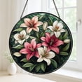 Oriental Lilies Faux Stained Glass Ceramic Ornament – Window Hanging ...