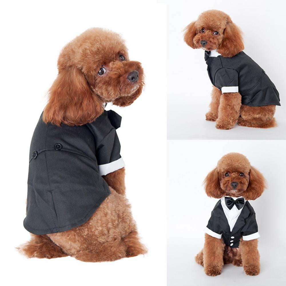 SLPUSH Pets Black Wedding Jackets Suit for Dogs with Black Bow Tie ...