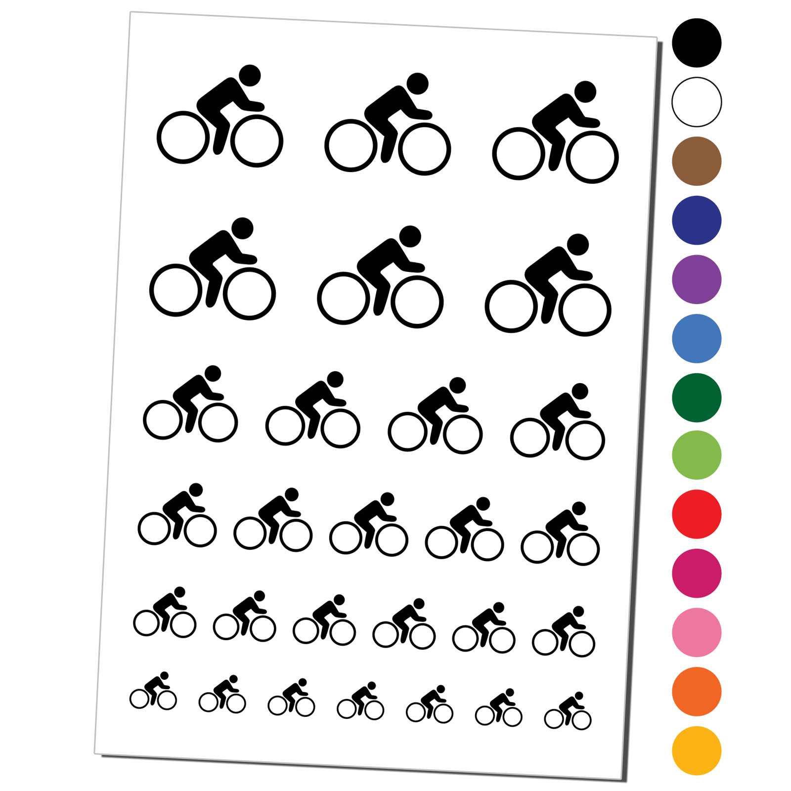 Biking Cycling Bicycle Bike Icon Water Resistant Temporary Tattoo Set ...