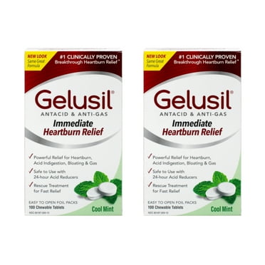 Gelusil Antacid/Anti-Gas Tablets Cool Mint, 100 Tablets (6 Pack ...