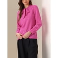 DARING DIVA Women's Bow Tie Neck Tops Long Sleeve Business Work Blouse ...