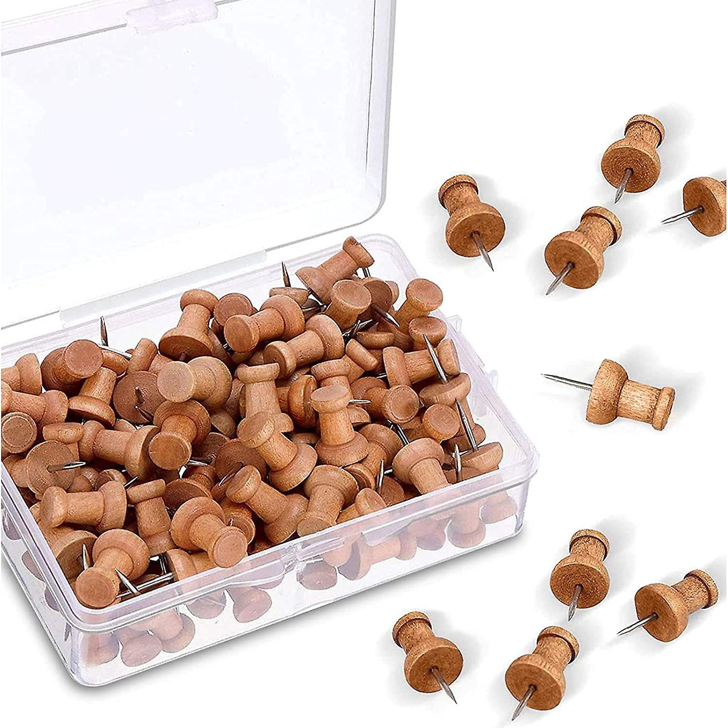100 piezas de chinchetas de madera, chinchetas de madera, chinchetas de ...