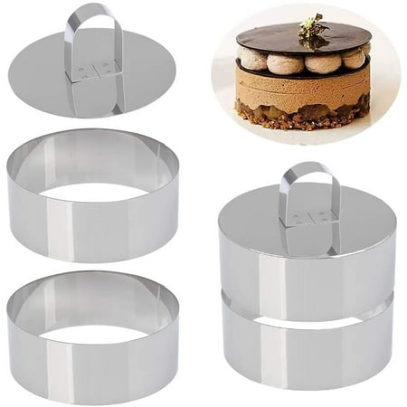 Set of 4 - Round Stainless Steel Small Cake Rings, Mousse and Pastry ...