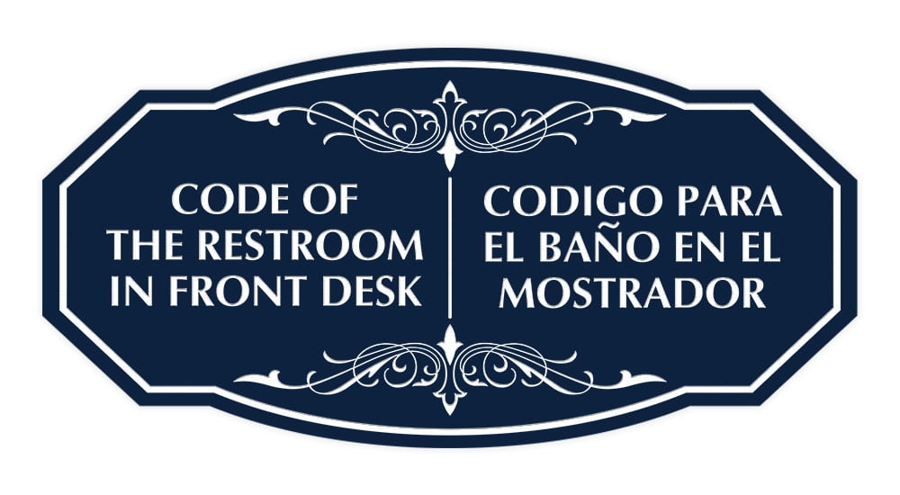 Signs ByLITA Victorian Code Of The Restroom In Front Desk/ Codigo Para ...