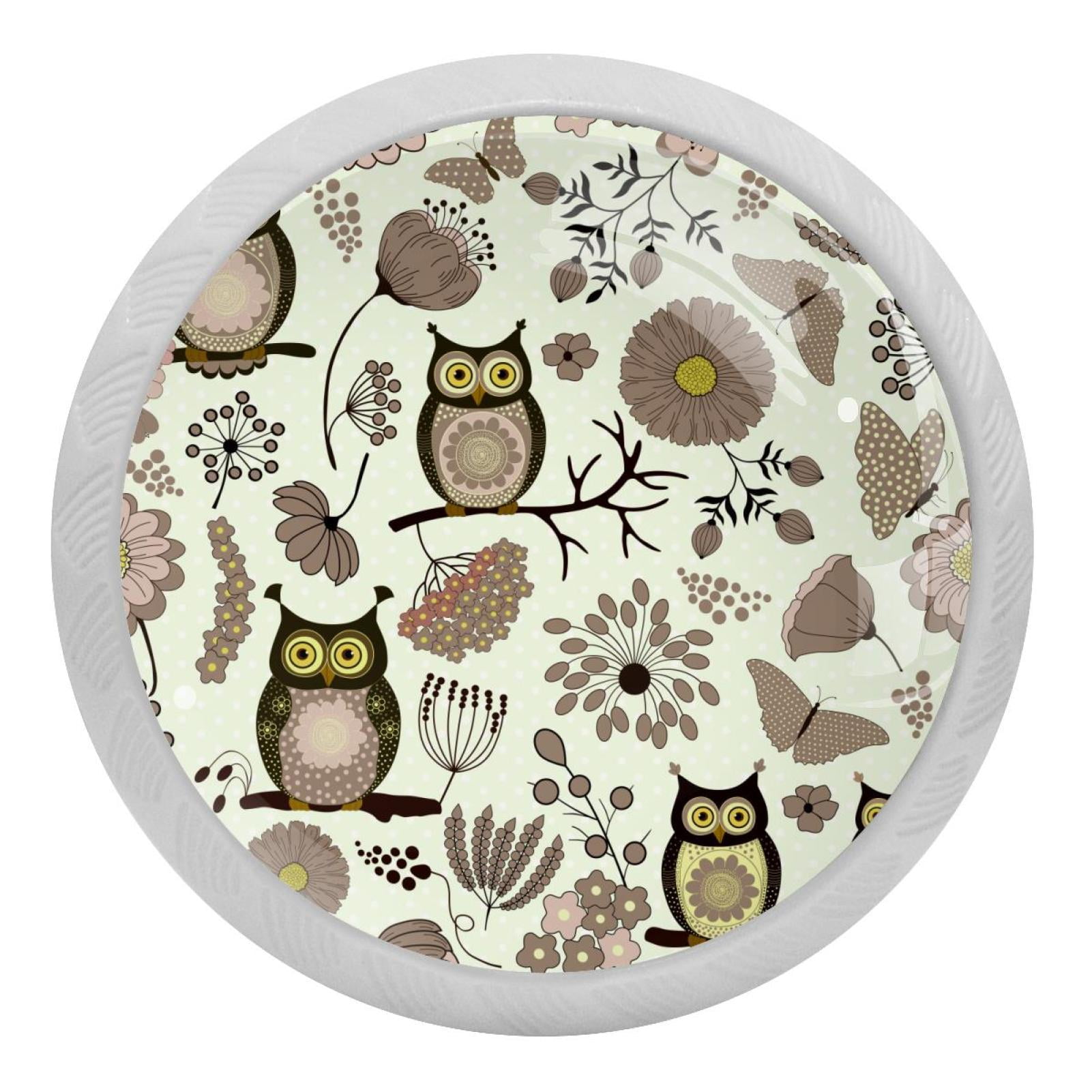 4PCS Round Owl Cabinet Fluorescence Knob Glowing in the Dark Furniture ...