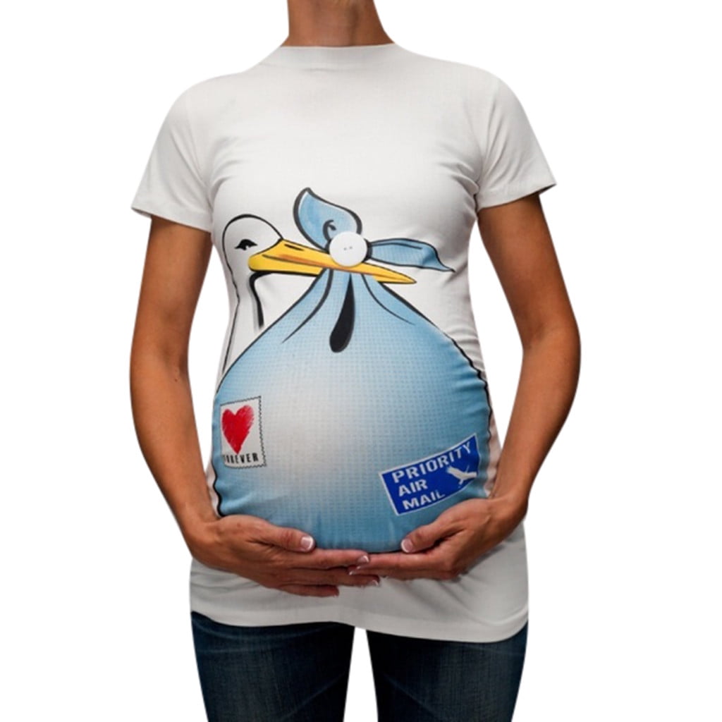 Tuscom Tuscom Maternity Cute Funny Pattern Print Short Sleeve Casual