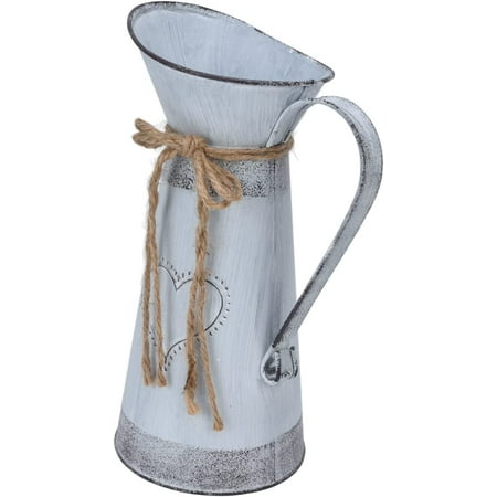 Vintage Milk jug Simple Country Style Antique Iron Flower Metal jug for ...