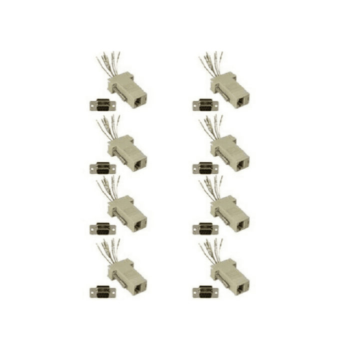 8x 9-Pin DB9 RS232 Serial Port Female to RJ45 8P8C Network Modular ...