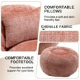 Chenille Upholstered Round Lazy Cozy Bean Bag Chair with Ottoman-Pink ...