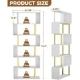 6 Tier Geometric Bookcase,S Shaped Bookshelf, Wood Decorative Storage ...